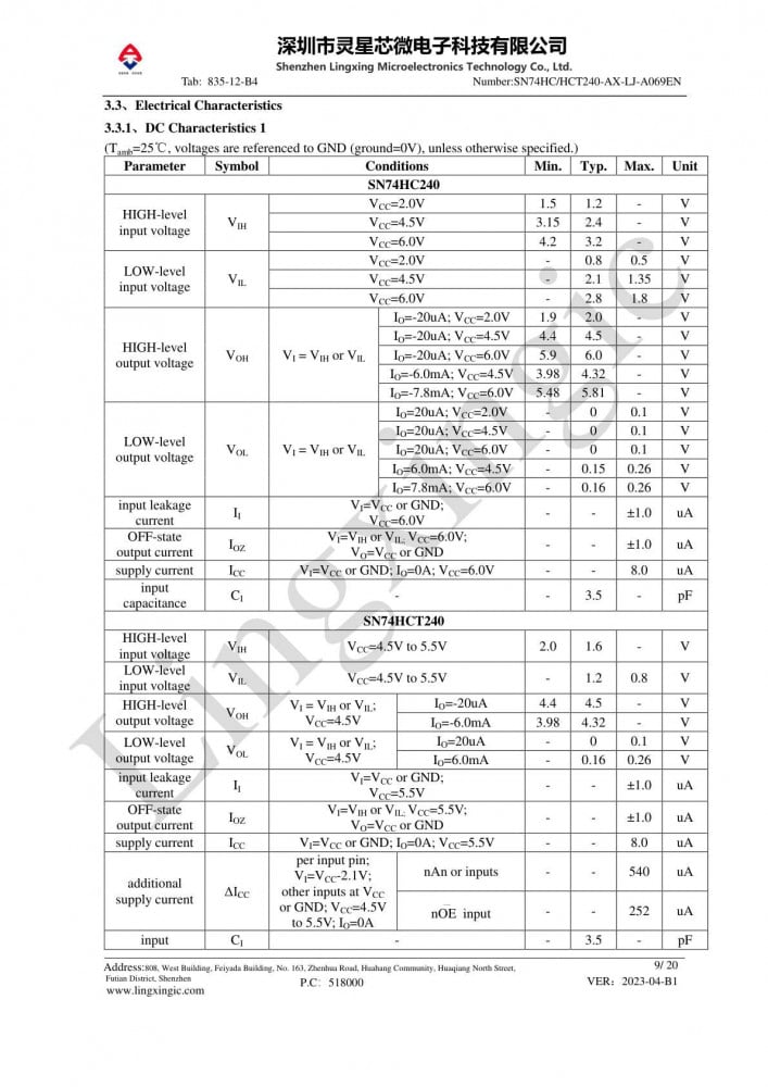 SN74HC240DWR(LX) datasheet page 9