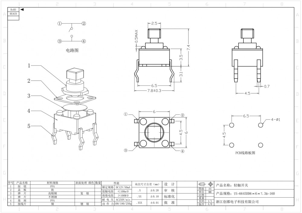 CAX TS-6645DD6x6x7.3B-160 specification page 2
