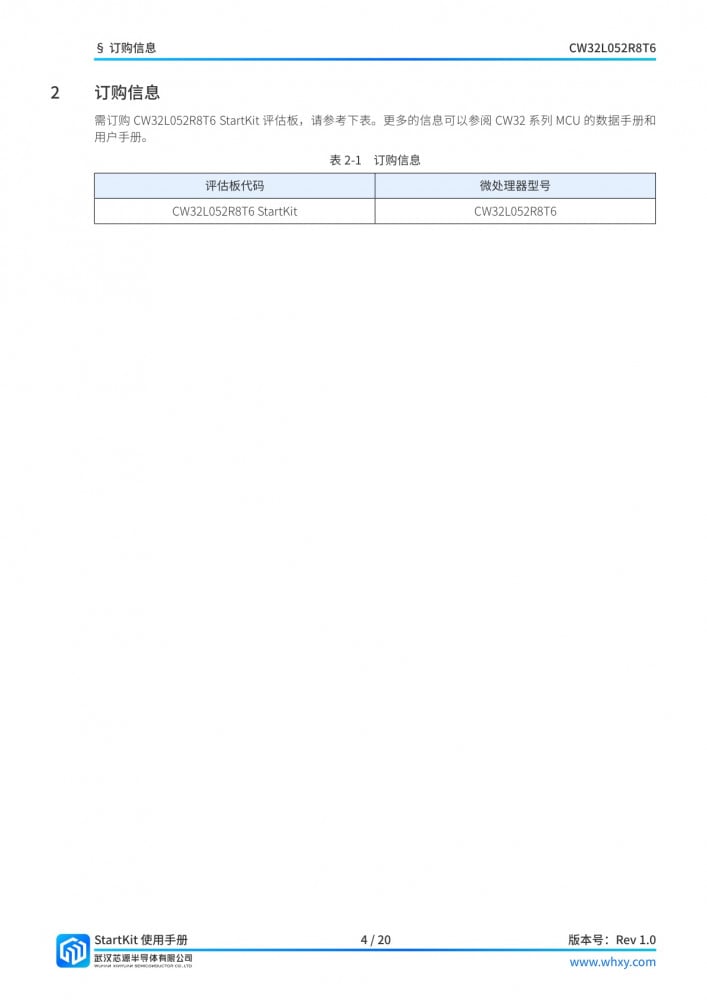 CW32L052R8T6 StartKit manual page 5