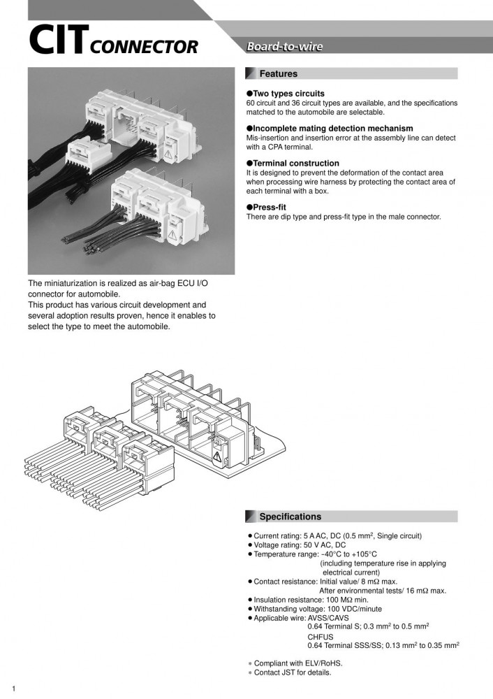JST CIT connector documentation page 1
