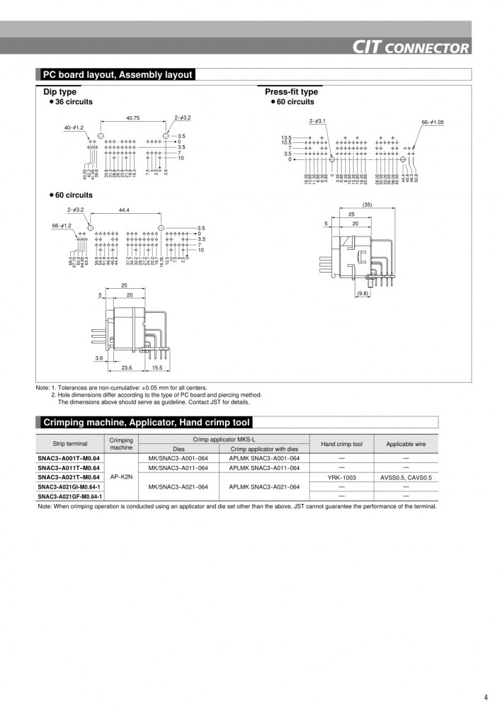 JST CIT connector documentation page 4