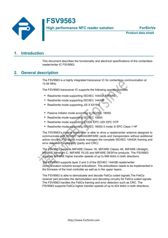 FSV9563 datasheet page 1