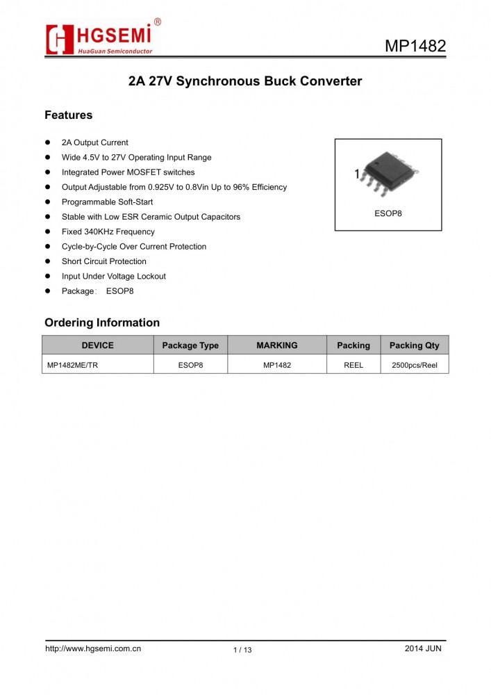 MP1482ME/TR datasheet page 1