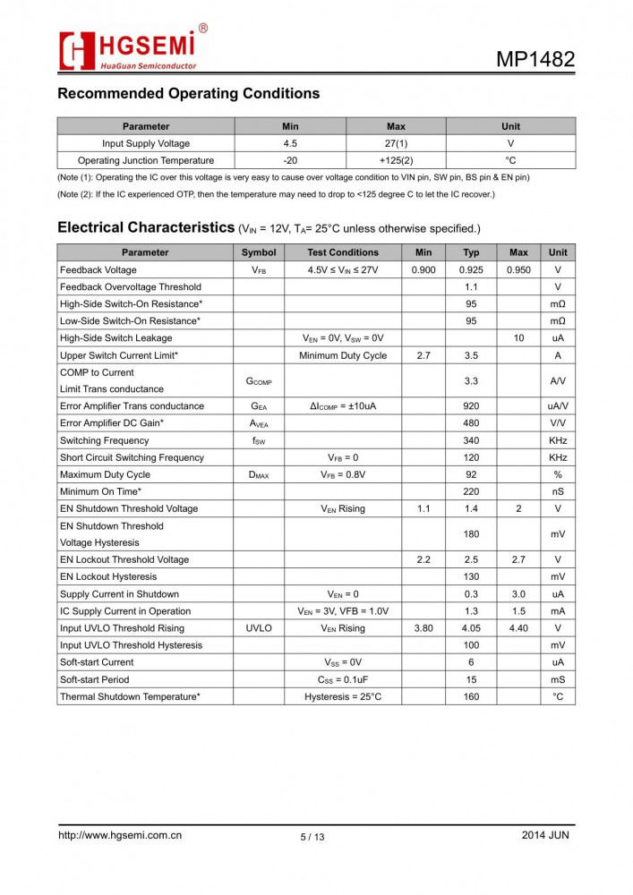 MP1482ME/TR datasheet page 5