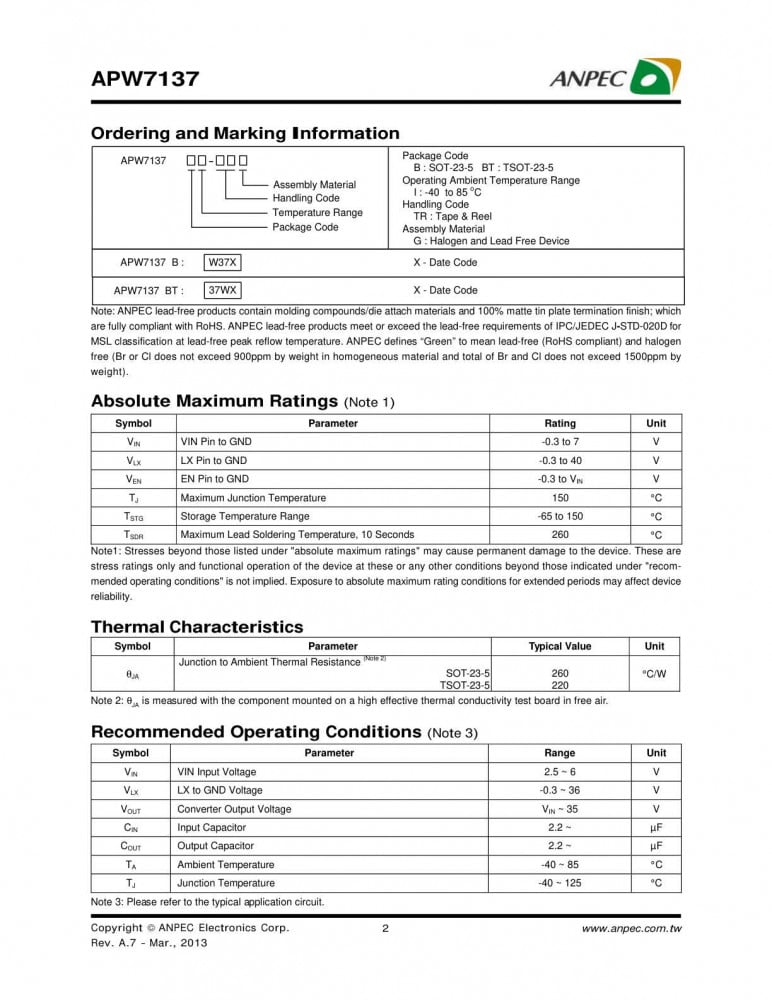 APW7137 datasheet page 2