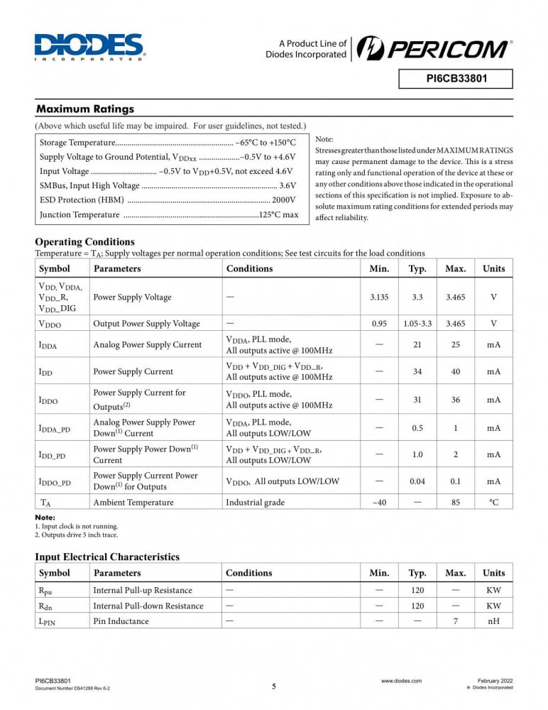 PI6CB33801 datasheet page 5