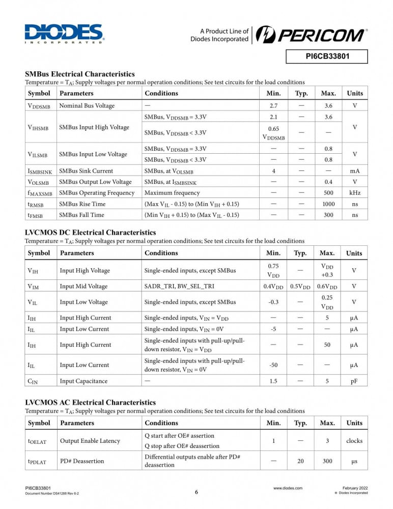 PI6CB33801 datasheet page 6