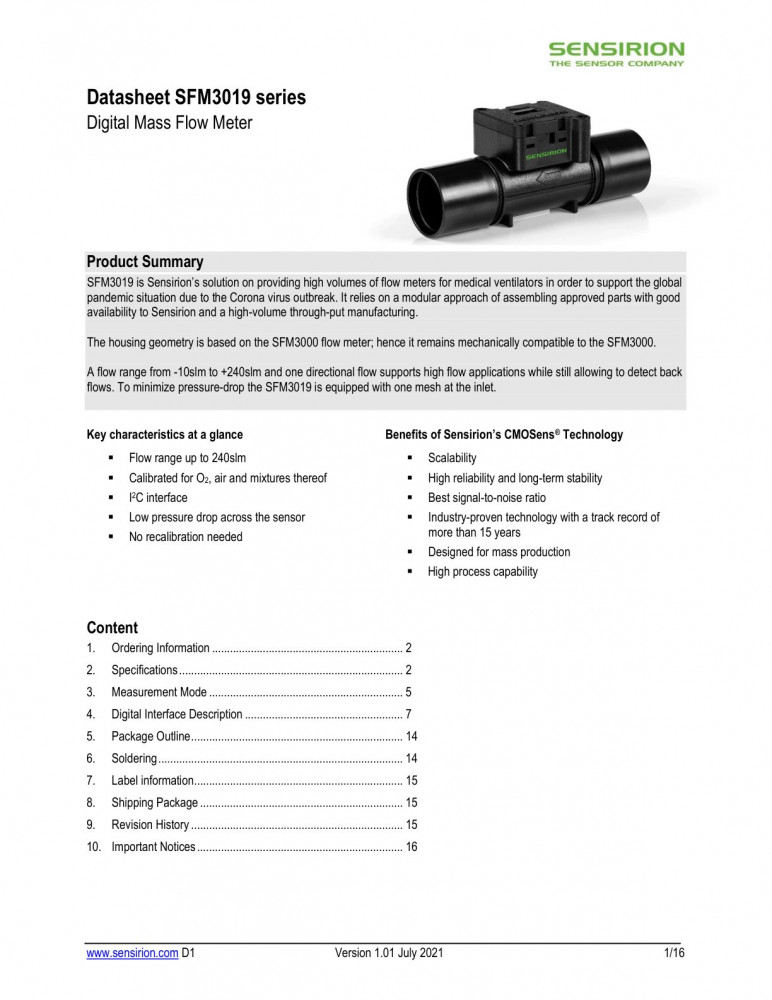 SFM3019 datasheet page 1