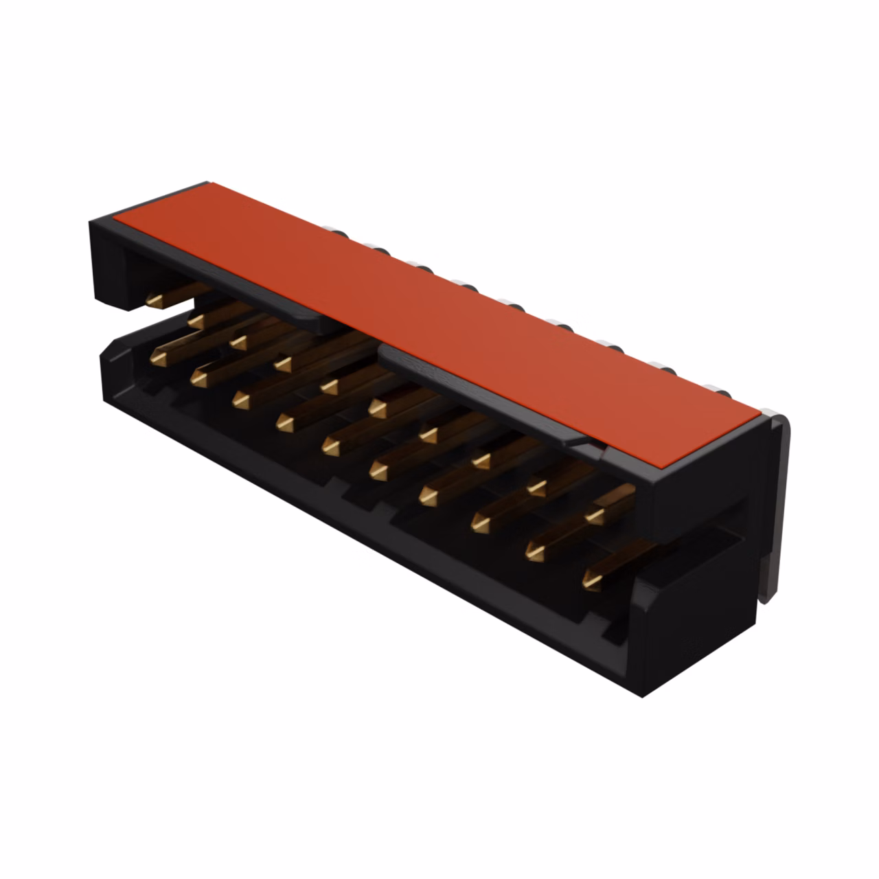 2.00mm Pitch, Milli-Grid PCB Header, Dual Row, Right-Angle, Through Hole, 20 Circuits, 0.38µm Gold (Au) Plating, 2.16mm Tail Length, Dual Side Slots, Dual Friction Locks, Center Polarization, Tape and Reel, with Pick-and-Place Tape for sale