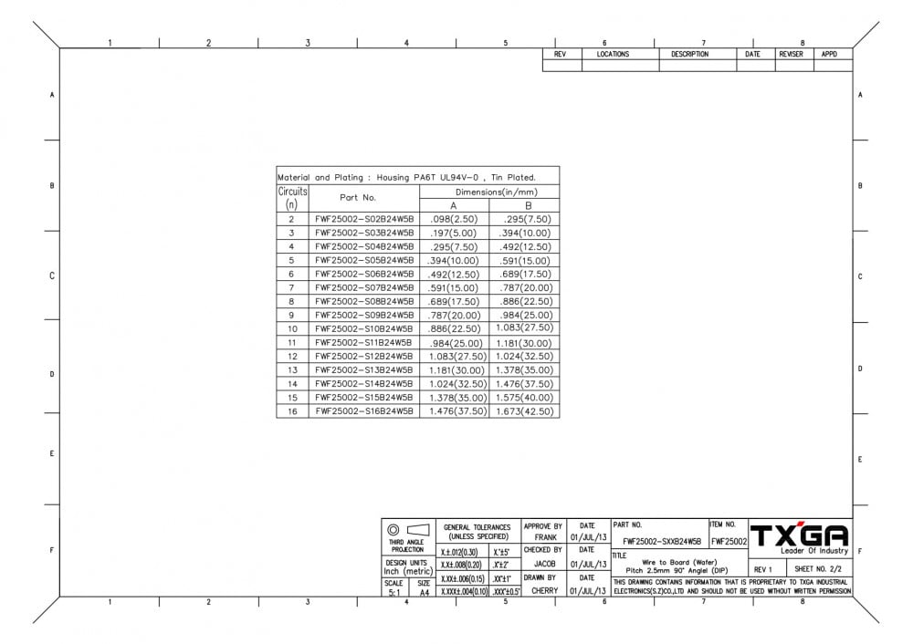 FWF25002-S02B22W1B technical document page 4