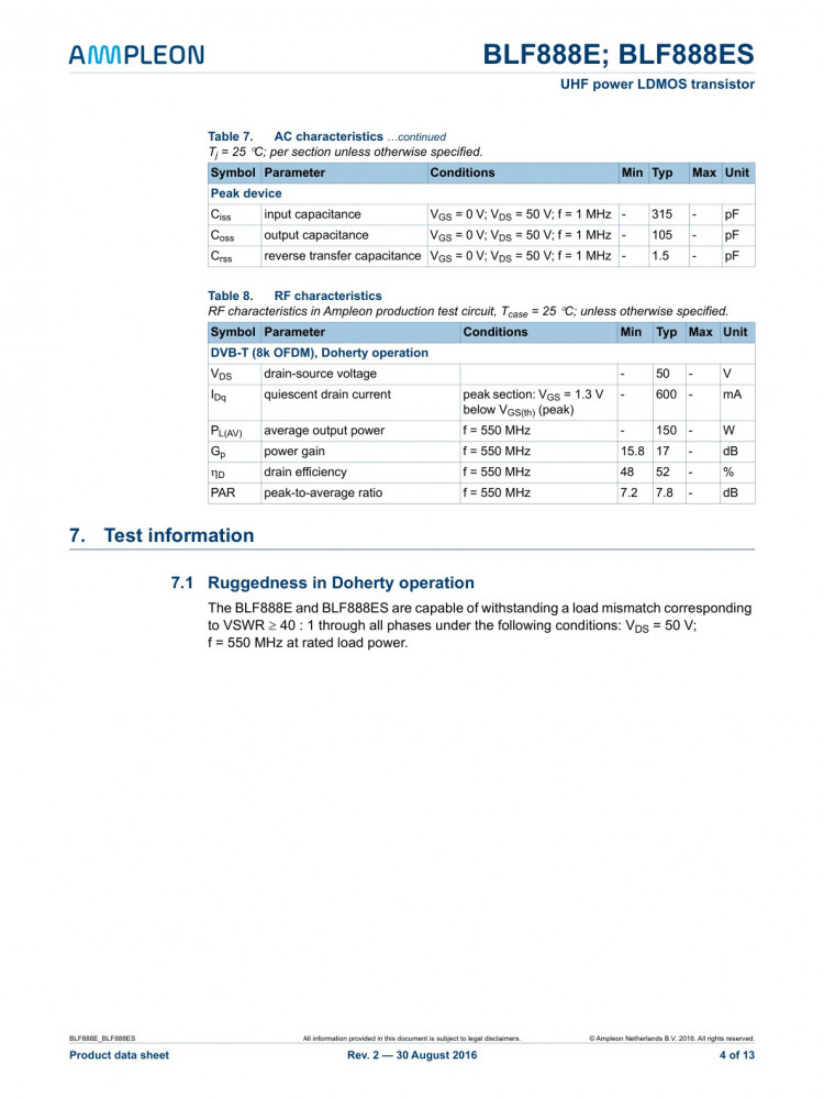 BLF888ESU datasheet page 4