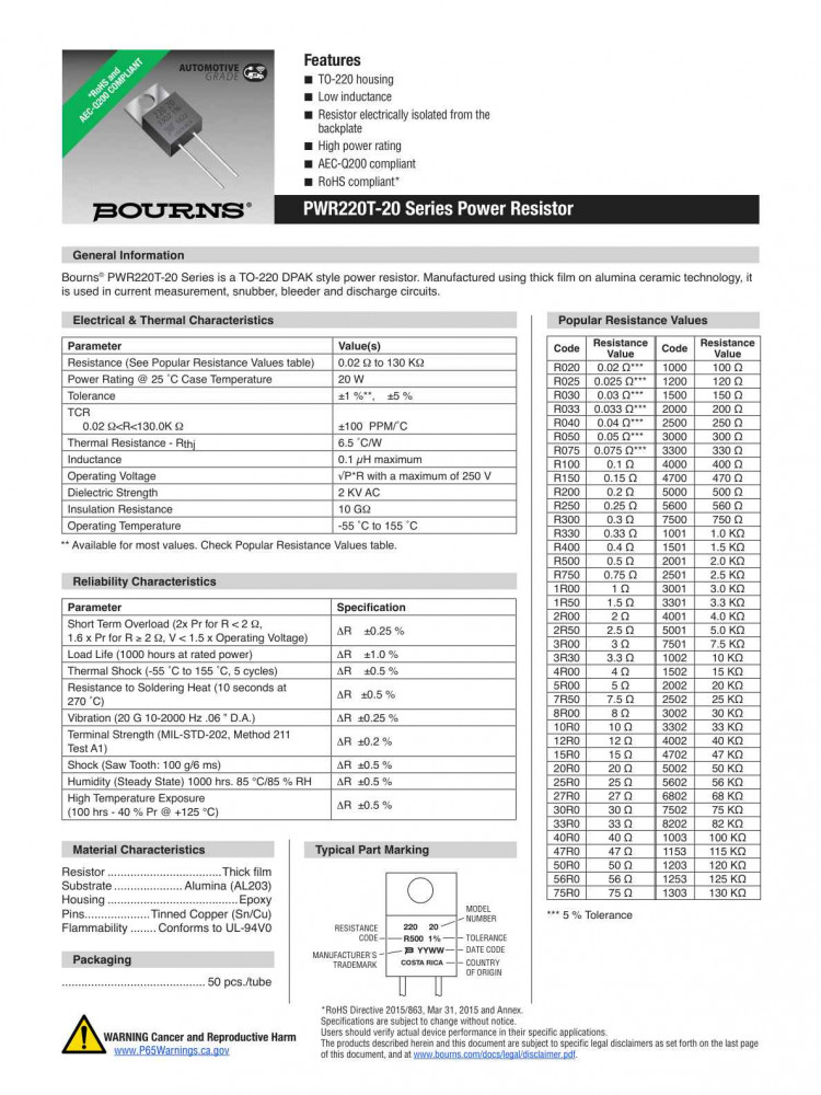 PWR220T-20 series datasheet page 1