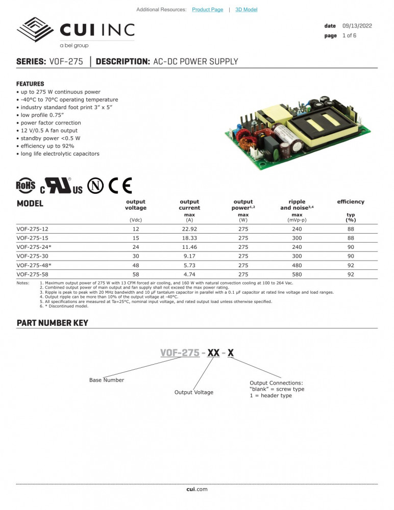 VOF-275-24 datasheet page 1