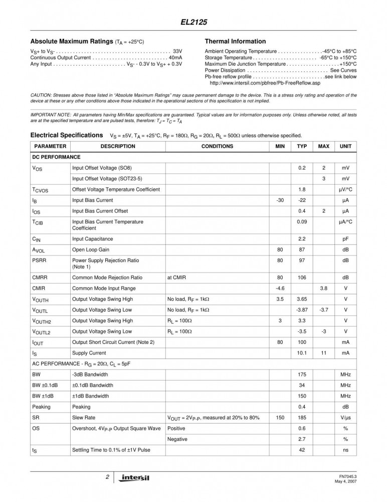 EL2125CS documentation page 2