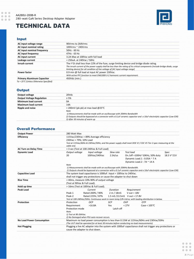 AA280U-200B-R technical document page 2