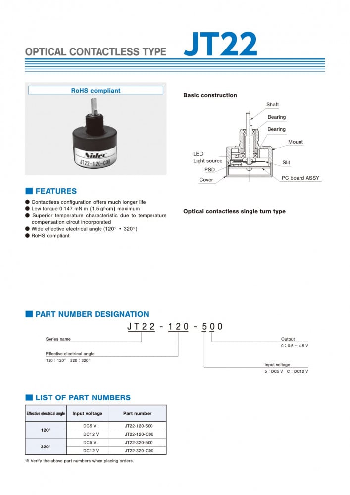 Nidec JT22 series technical document page 1