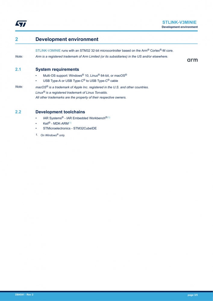 STLINK-V3MINIE technical document page 3