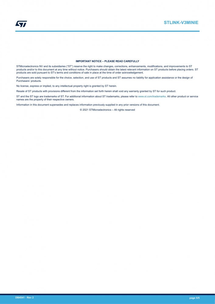 STLINK-V3MINIE technical document page 5