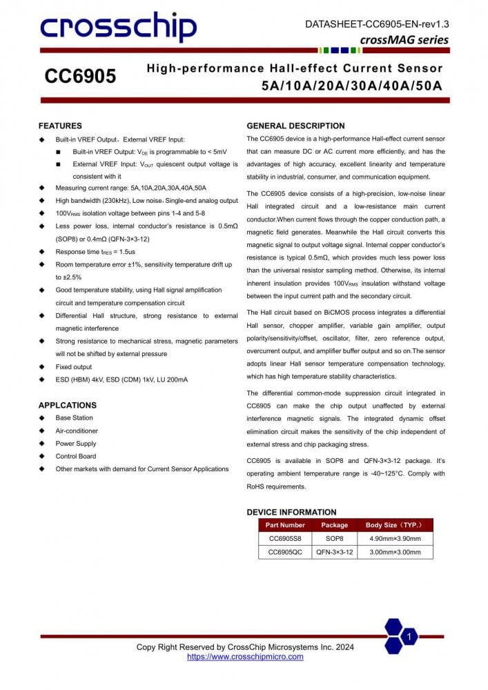 CC6905 datasheet page 1