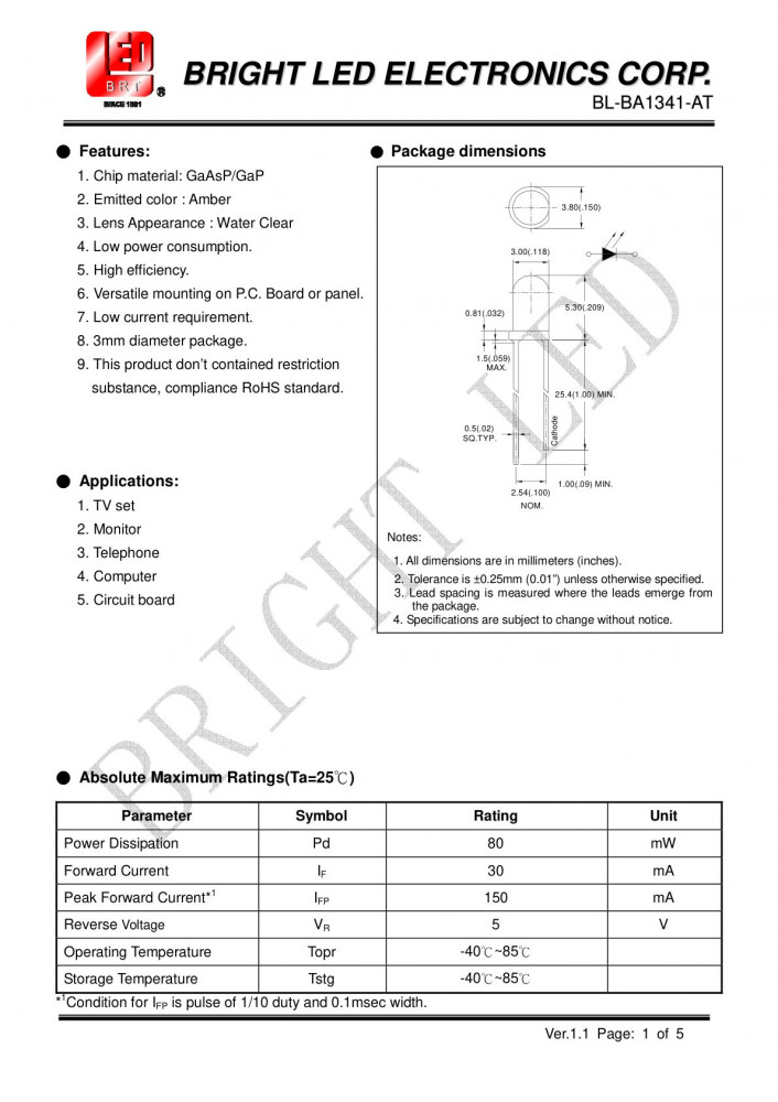 BL-BA1341-AT datasheet page 1