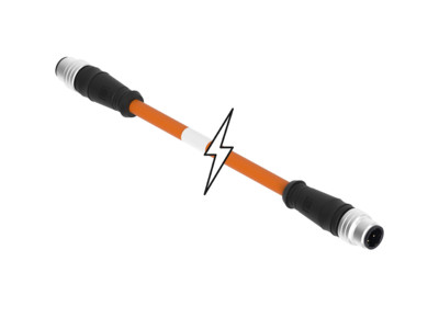 Micro-Change (M12) Double-Ended Cordset, 4 Poles, D-Coded, Male (Straight) to Male (Straight), 24 AWG, Orange TPE Cable, 6.0m (19.68' ) Length, 6.35mm (.250
