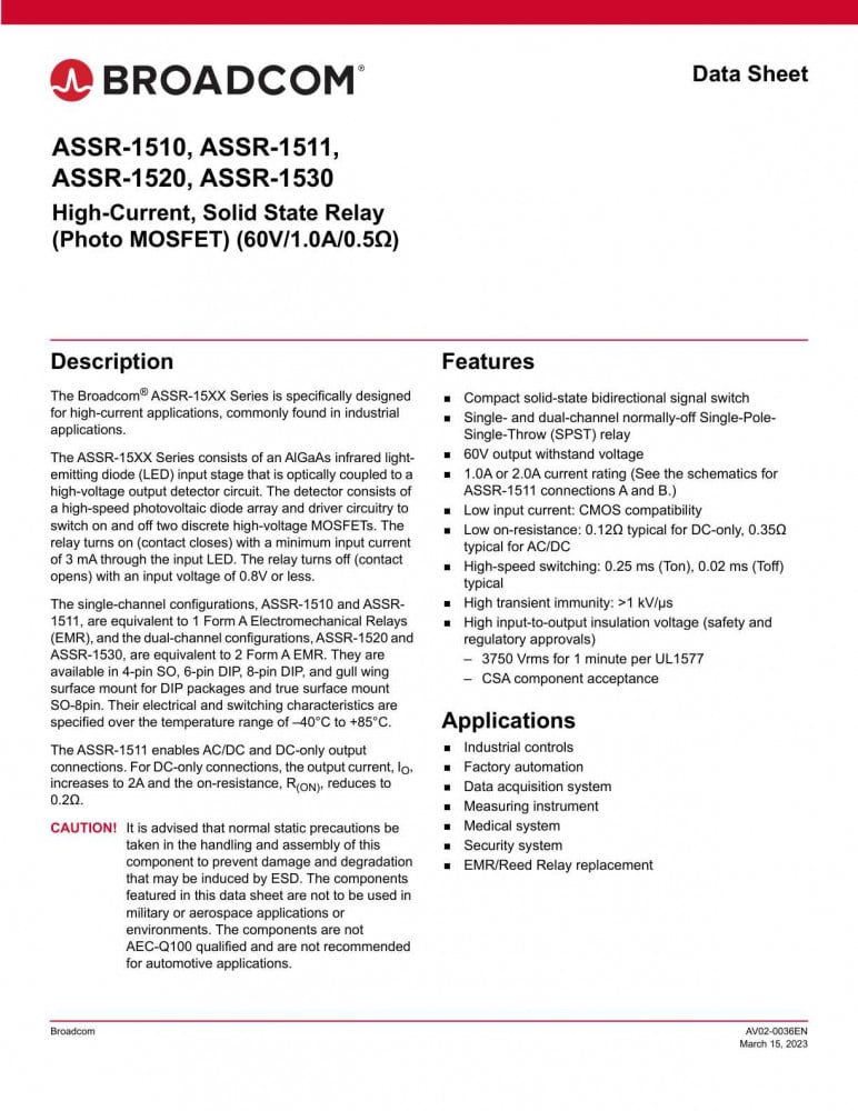 ASSR-1510-503E datasheet page 1