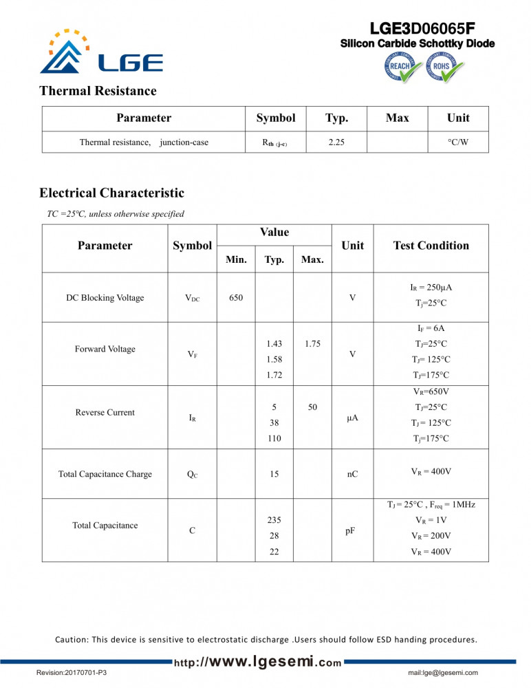 LGE3D06065F datasheet page 3