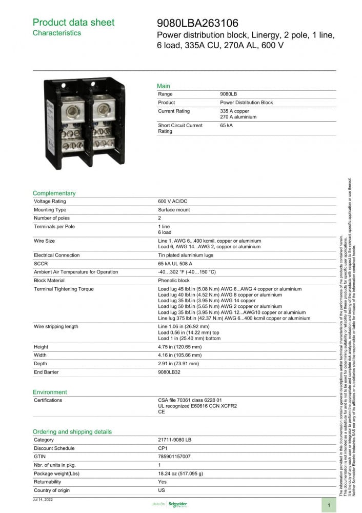 9080LBA263106 technical document page 1