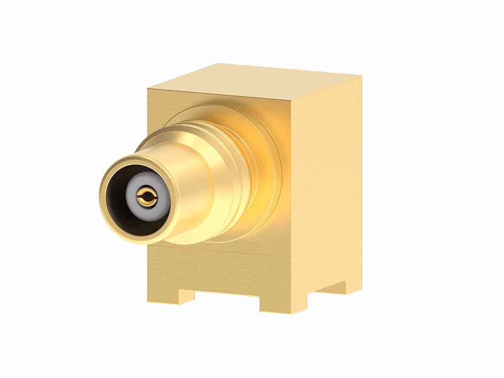 SMC Jack, Straight, Bulkhead Receptacle, PCB, Through Hole, Nut and Lockwasher Included, Brass Body, One Piece Per Bag, 50 Ohms