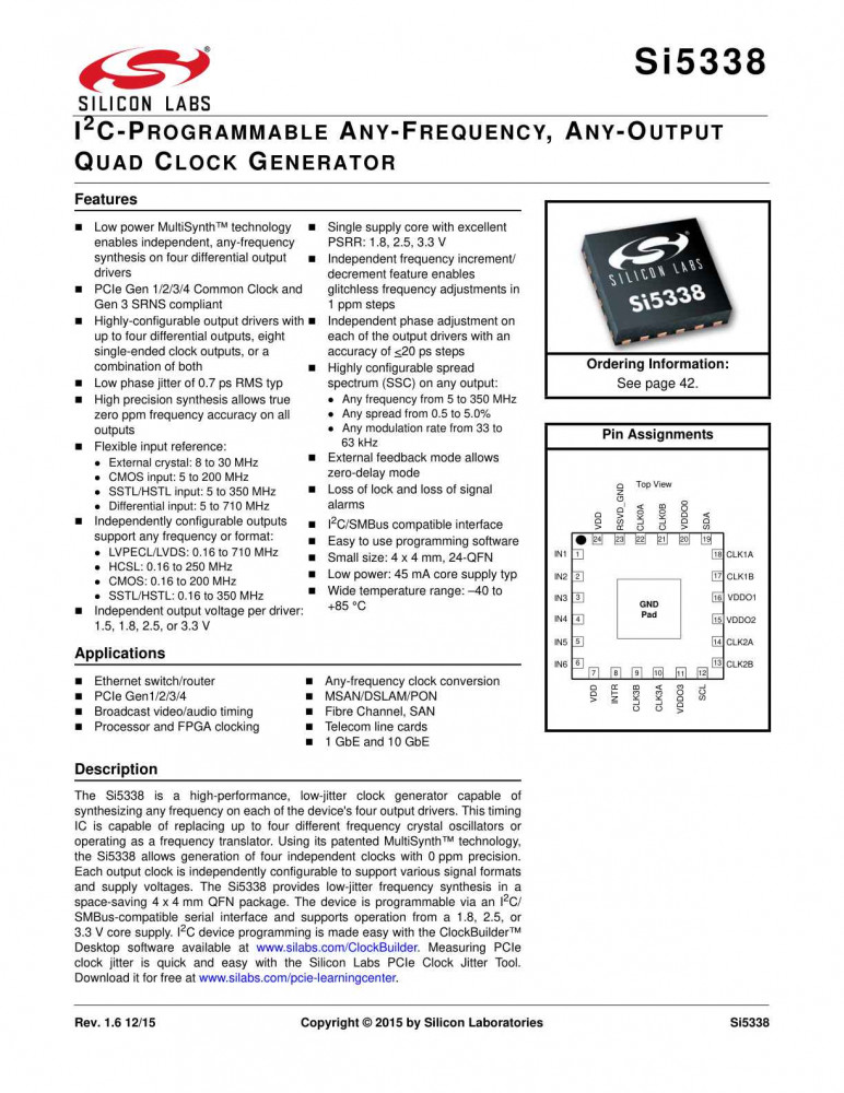 Si5338 datasheet page 1