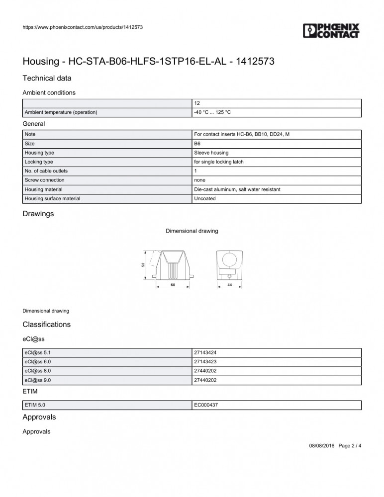 Phoenix Contact 1412573 technical data