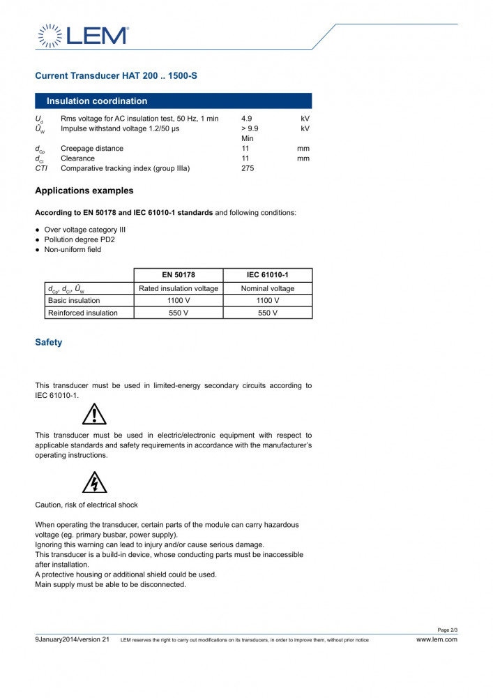 LEM HAT1200-S datasheet page 2