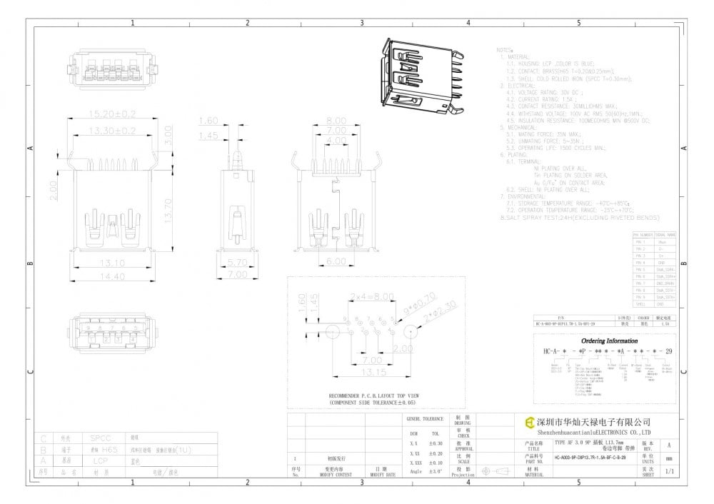 HCTL HC-A003-9P-DIP13.7R-1.5A-BF-C-B-29 technical drawing