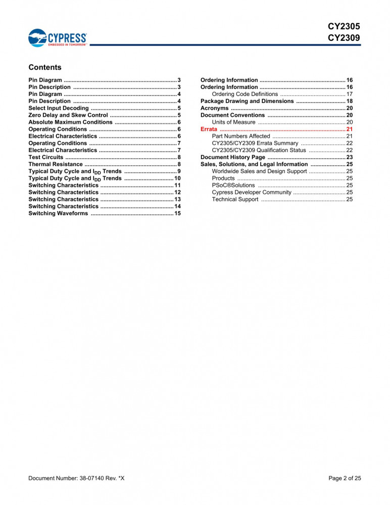 CY2305 technical document page 2