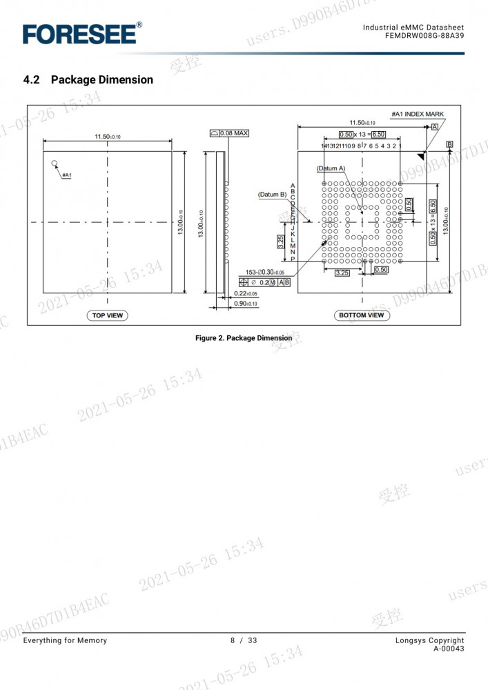 FORESEE eMMC datasheet page 8