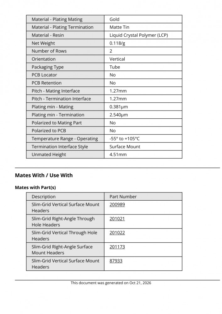 Technical document page 3 for MOLEX 781200808