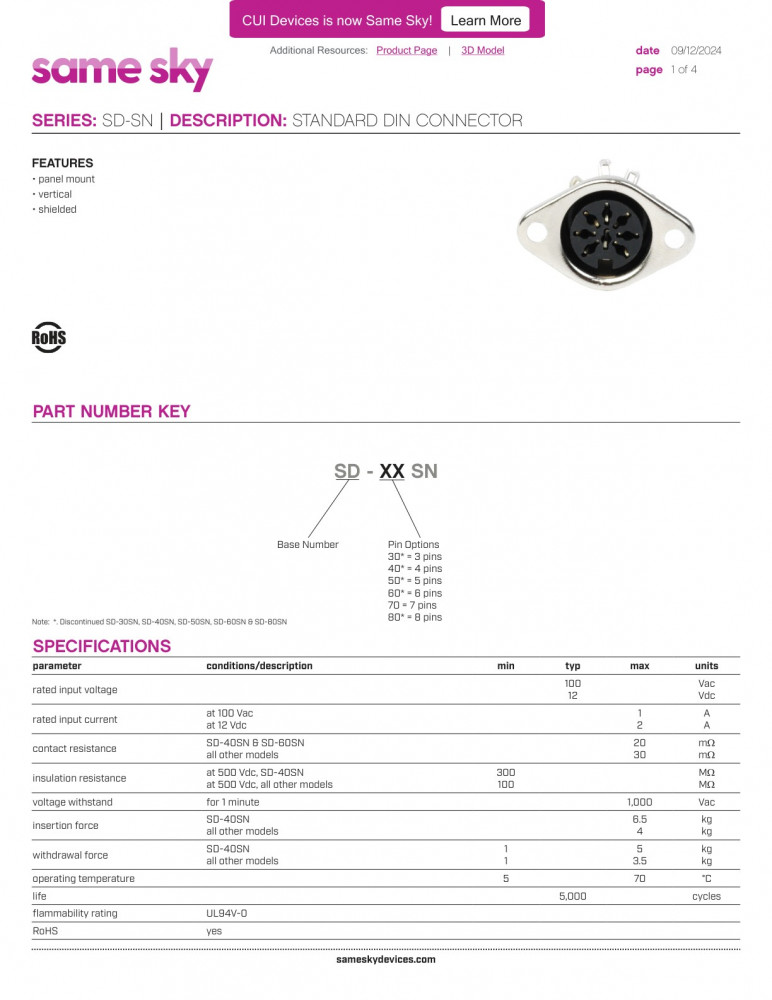 SD-SN series technical document page 1