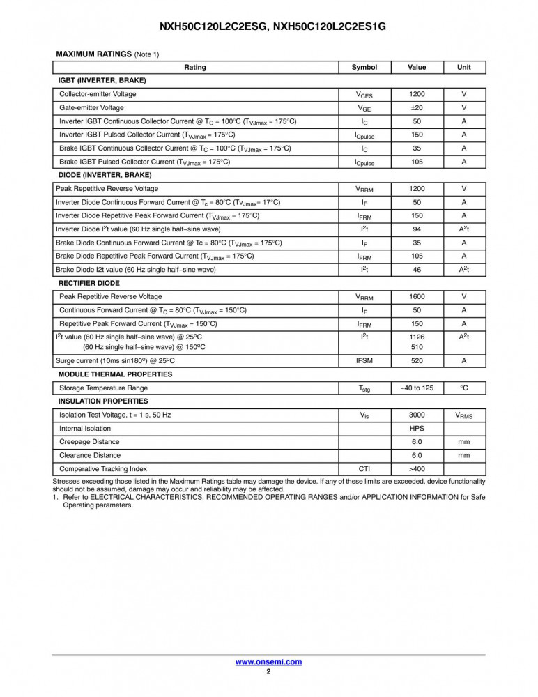 NXH50C120L2C2ES1G datasheet page 2