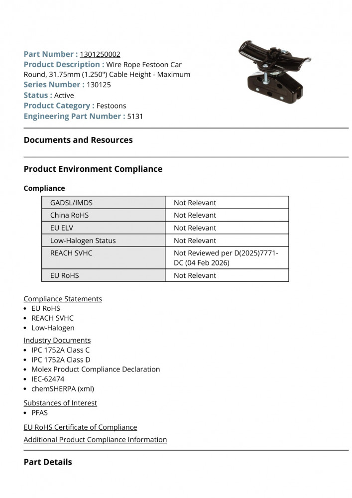 MOLEX 1301250002 document page 1