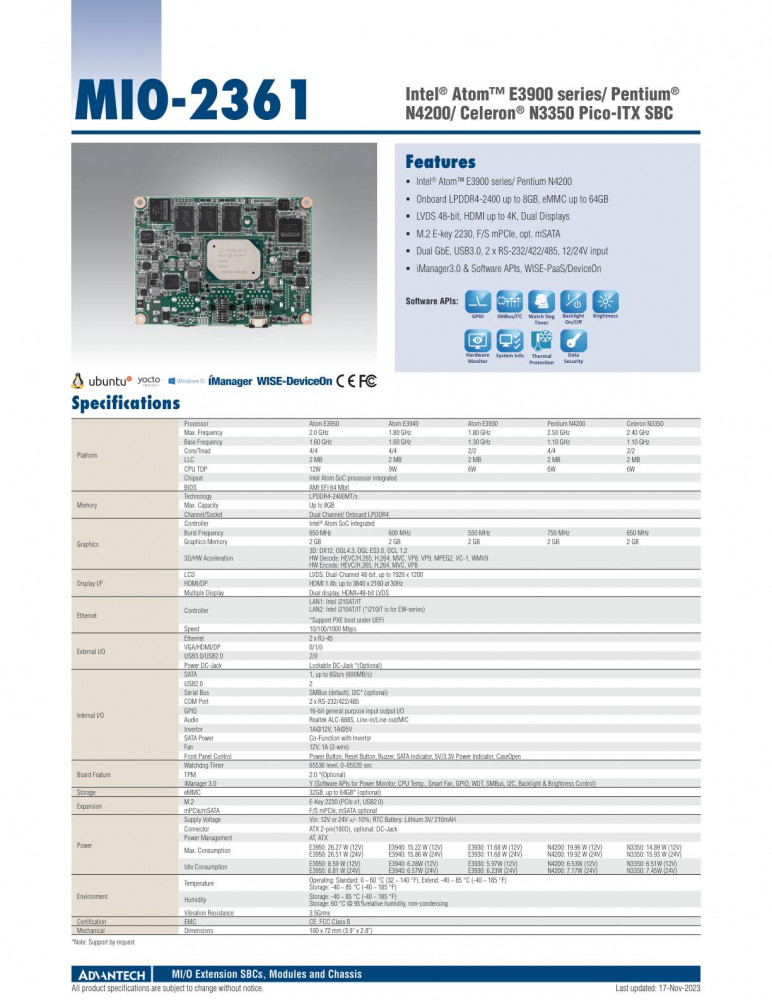 MIO-2361EWS-S1A2 datasheet page 1