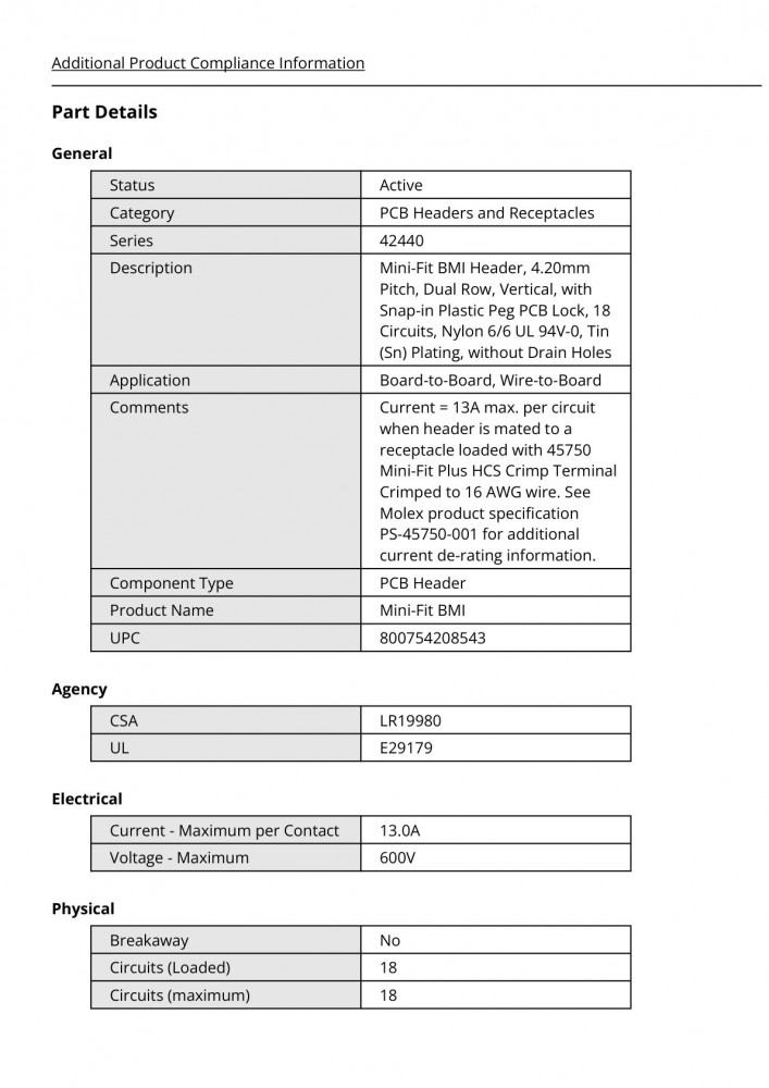 MOLEX MINI-FIT Jr. product specification page 2