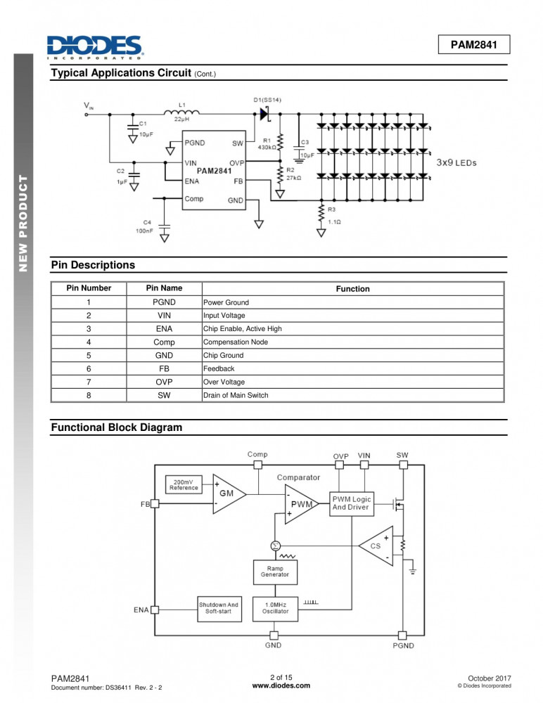 PAM2841EV1 datasheet page 2
