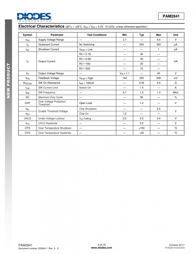 PAM2841EV1 datasheet page 4