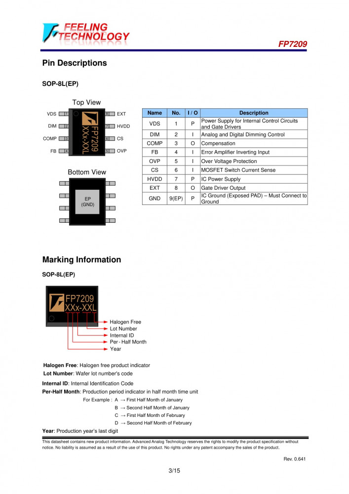 FP7209 datasheet page 3
