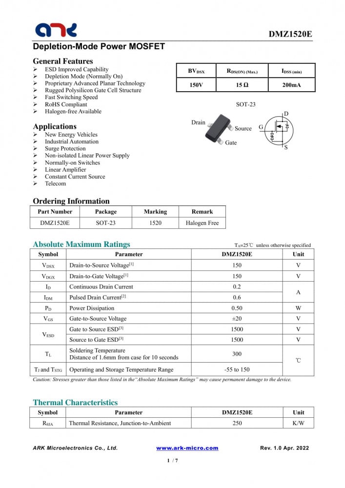 DMZ1520E datasheet page 1