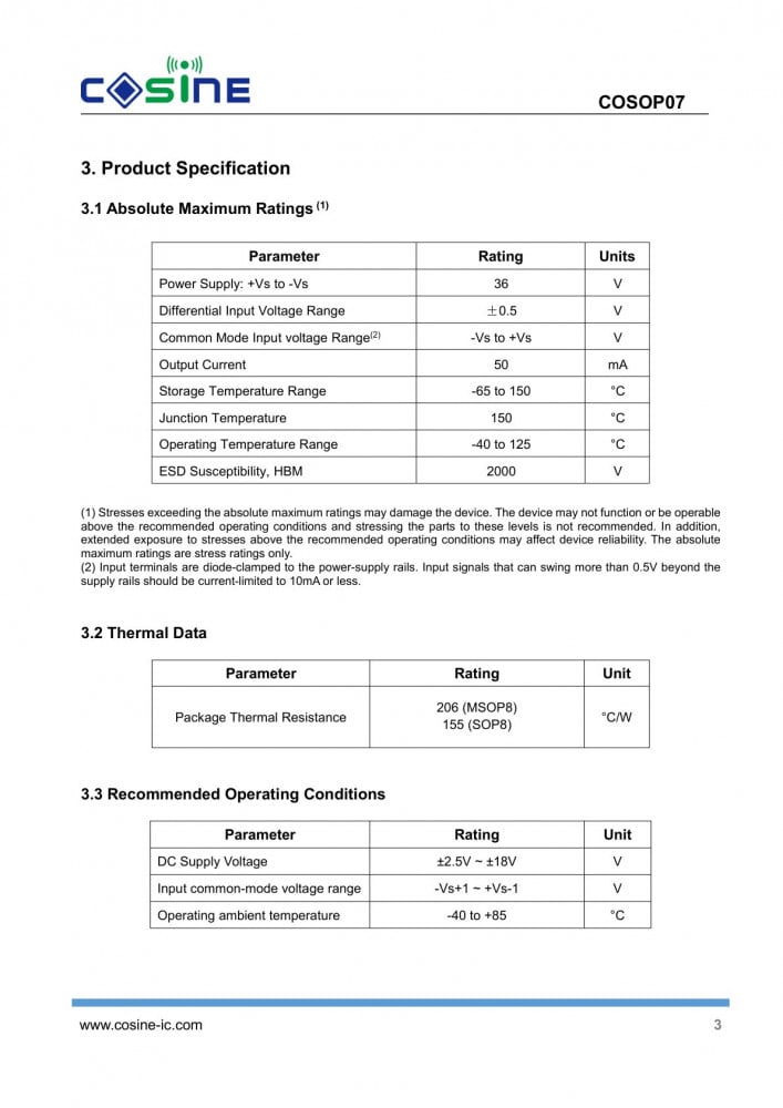 COSOP07SR datasheet page 3