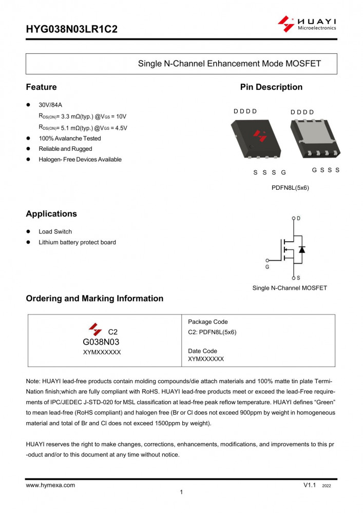 HYG038N03LR1C2 datasheet page 1