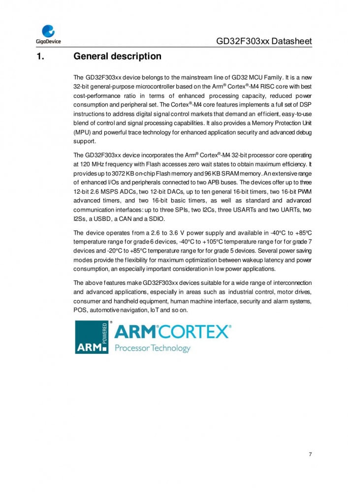 GD32F303xx datasheet page 8