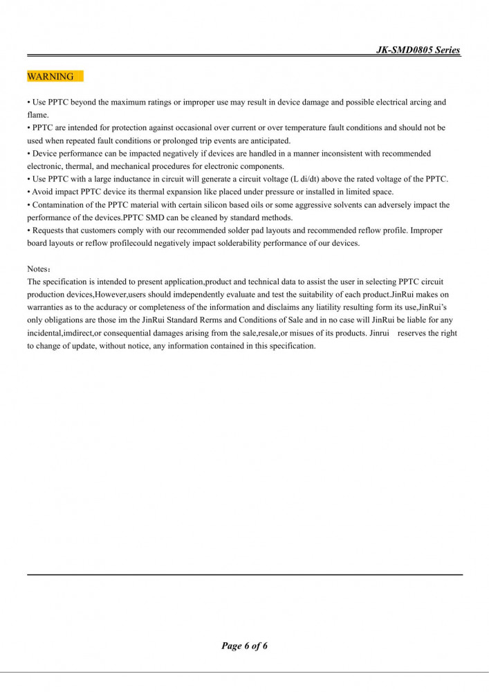JK-SMD0805 series datasheet page 6