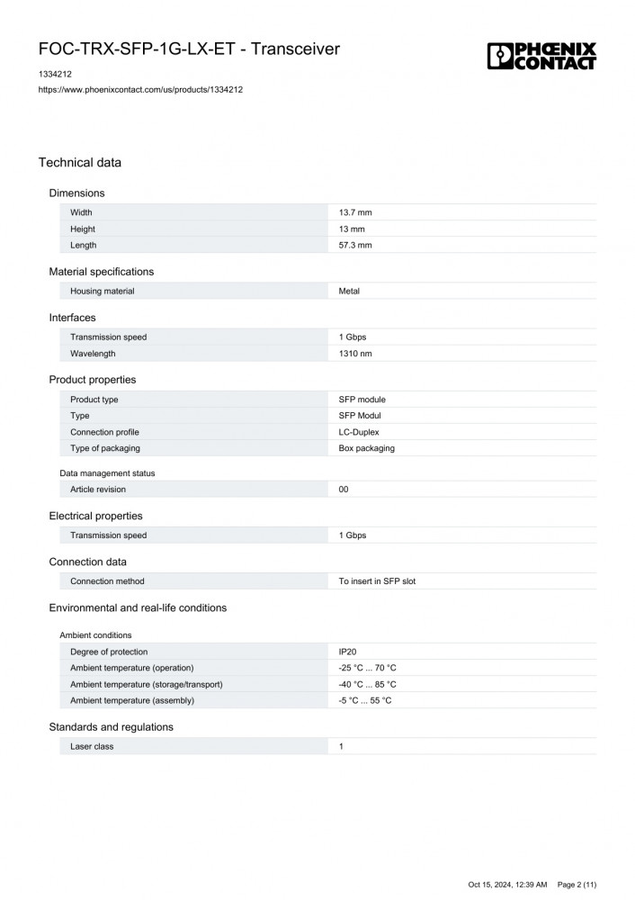 Phoenix Contact 1334212 technical document page 2
